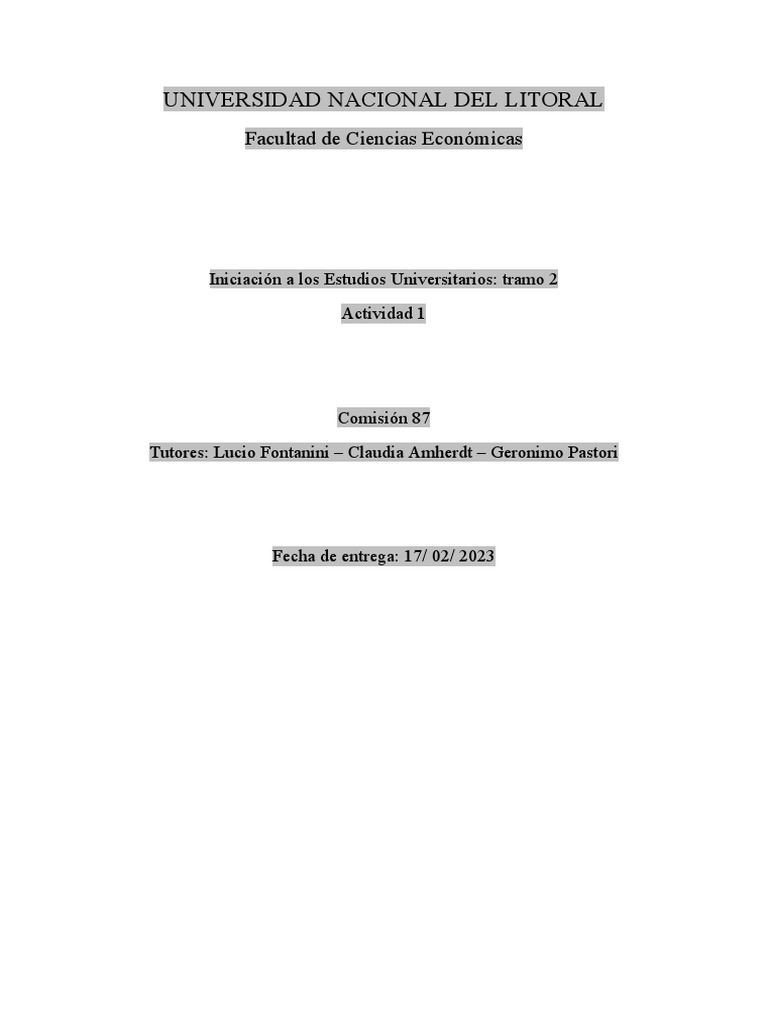 Actividad 1 IEU FCE UNL | PDF