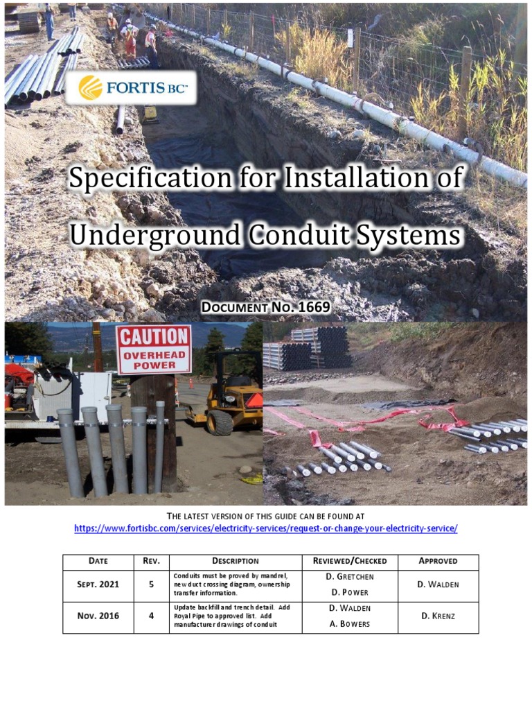 Specification For Installation of Underground Conduit Systems (Fortis ...