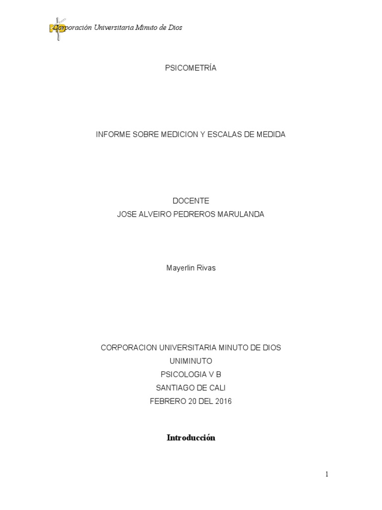 Informe Sobre Medicion | PDF | Nivel de medida | Medición