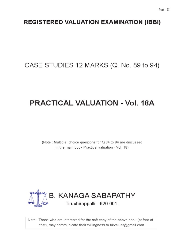 Practical Valuation - Vol. 18A: CASE STUDIES 12 MARKS (Q. No. 89 To 94) | PDF | Depreciation ...