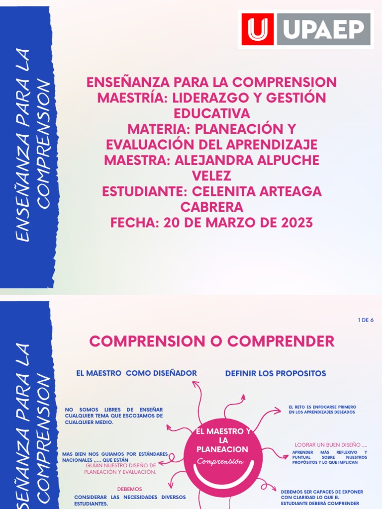 ENSEÑANZA PARA LA COMPRENSION Organizador Grafico | PDF | Conocimiento ...