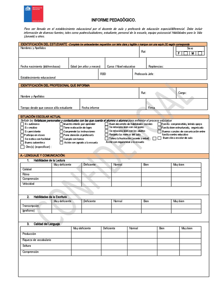 Informe Pedagógico | PDF | Maestros | Salón de clases