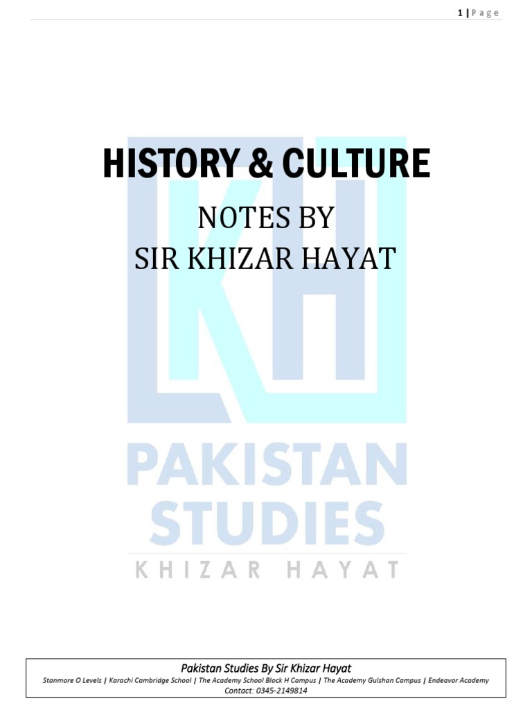 History & Culture: Notes by Sir Khizar Hayat | PDF | Mughal Empire