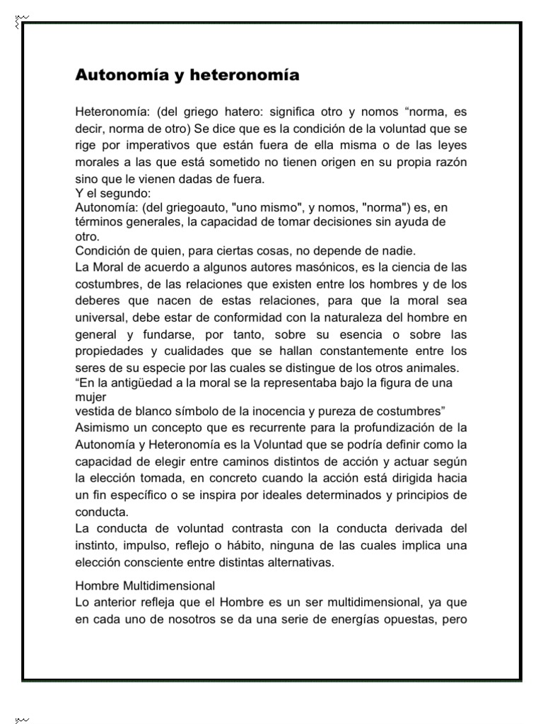 Autonomía y Heteronomía | PDF | Moralidad | Razón