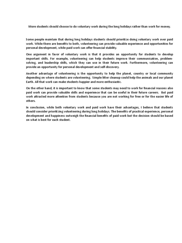 Benefits of Voluntary Work for Students | PDF