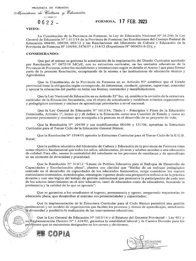 Reso.N° 622 - 23 | PDF