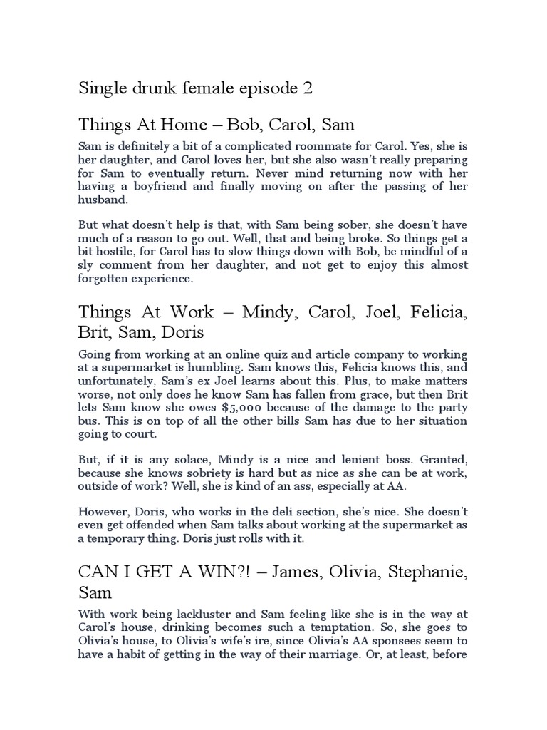 Single Drunk Female Episode 2 3docx | PDF