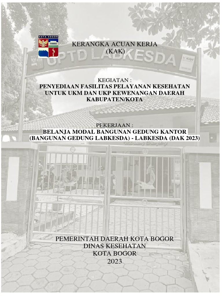 KAK BM Bangunan Gedung Kantor Labkesda DAK 2023 | PDF