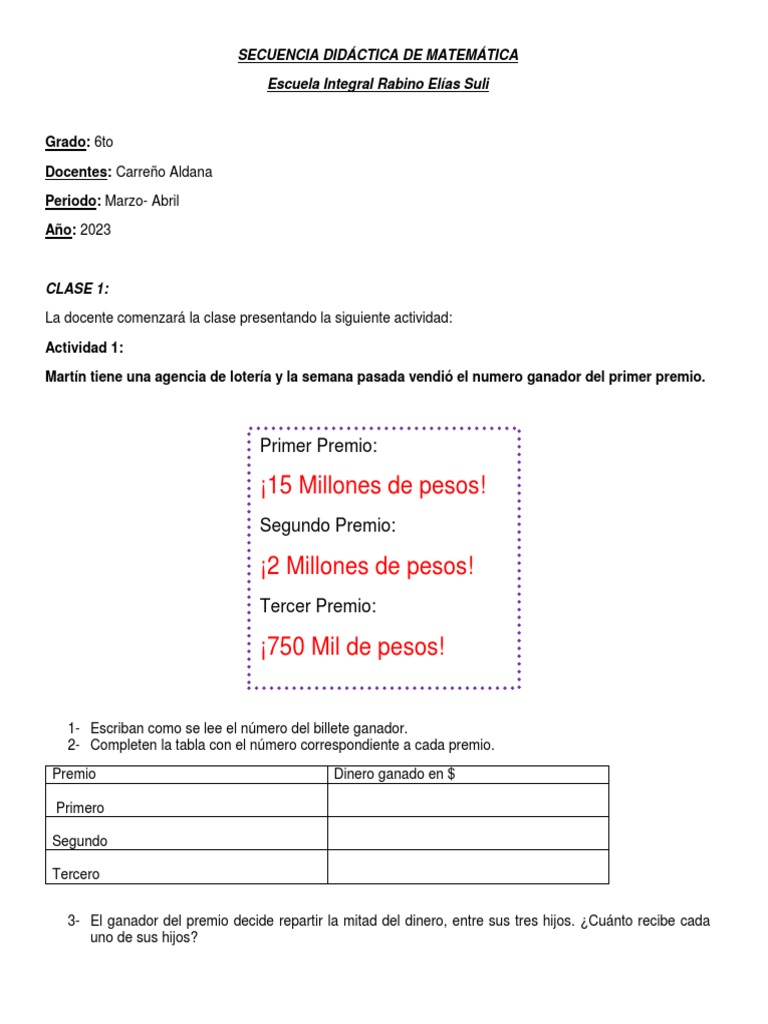 ¡15 Millones de Pesos!: Primer Premio | PDF | Métodos y materiales de ...