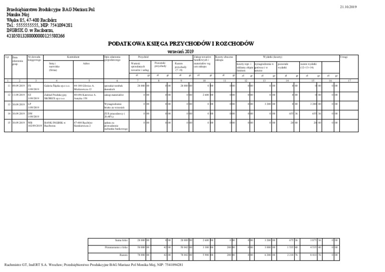 KPiR Wrzesień | PDF