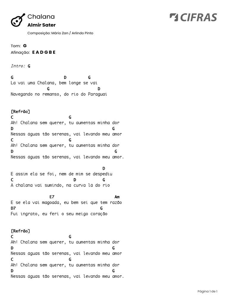 Chalana - Almir Sater - CIFRAS | PDF