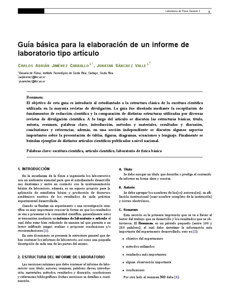 Guía para Elaborar Informes | PDF | Experimentar | Laboratorios