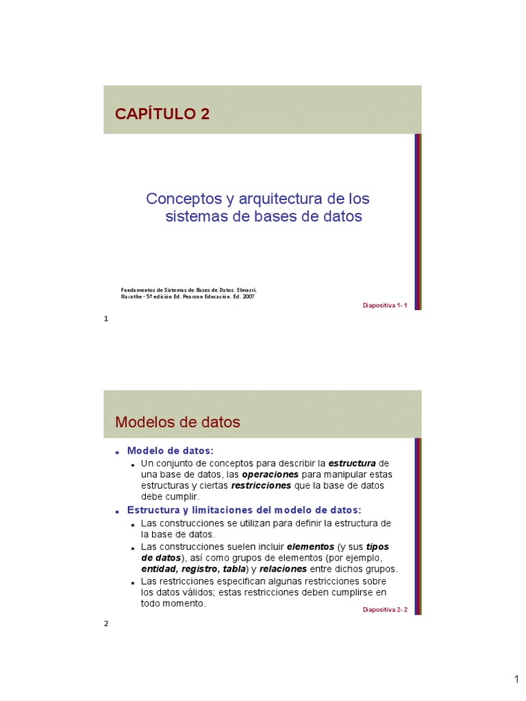 Capítulo 2: Conceptos y Arquitectura de Los Sistemas de Bases de Datos | PDF | Bases de datos ...