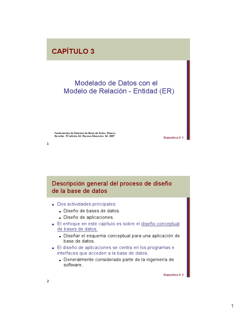 Capítulo 3: Modelado de Datos Con El Modelo de Relación - Entidad (ER) | PDF | Bases de datos ...