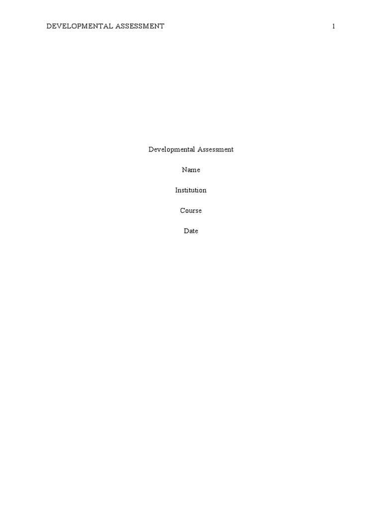Developmental Assessment Pdf Developmental Psychology Psychology