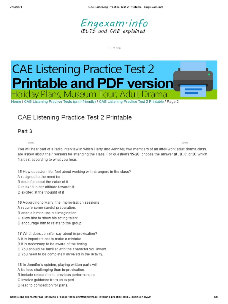 CAE Listening Practice Test 2 Printable - EngExam - Info.pdf - Part 2 ...