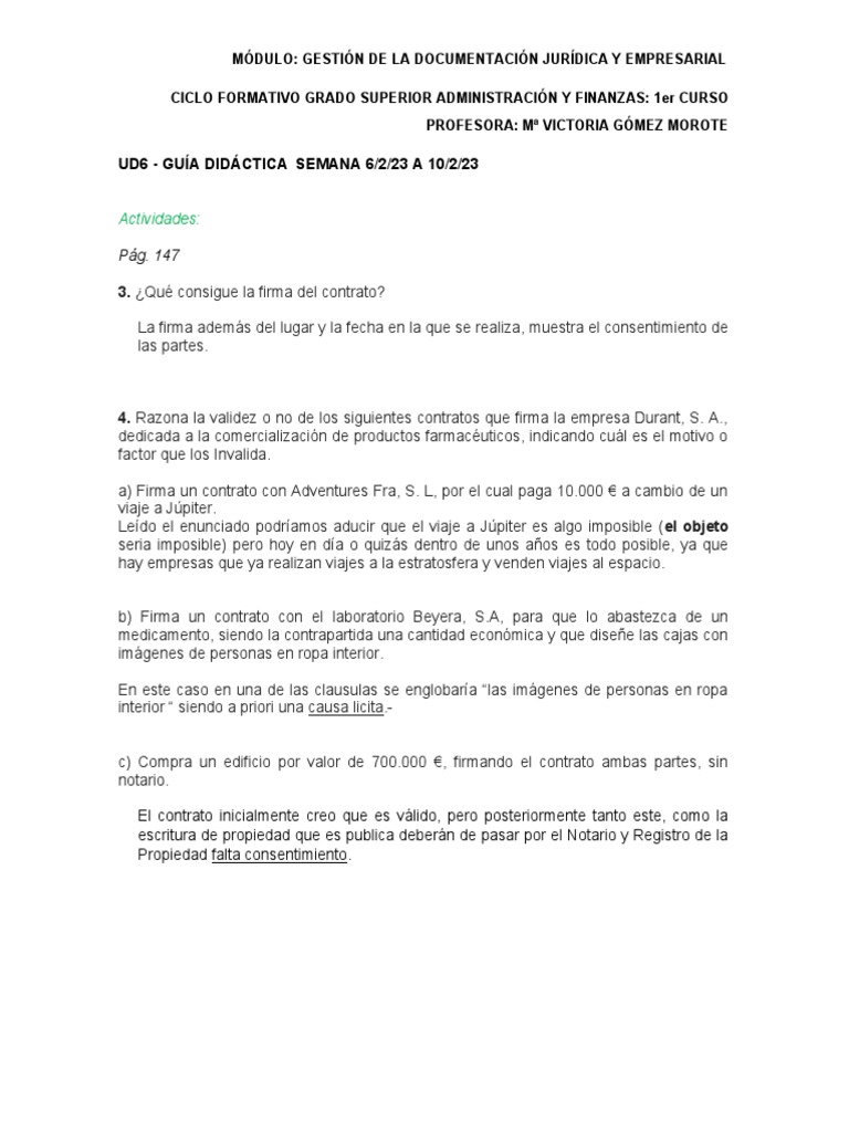 UD6 - GUÍA DIDÁCTICA SEMANA 6/2/23 A 10/2/23: Actividades | PDF | Business | Ley común