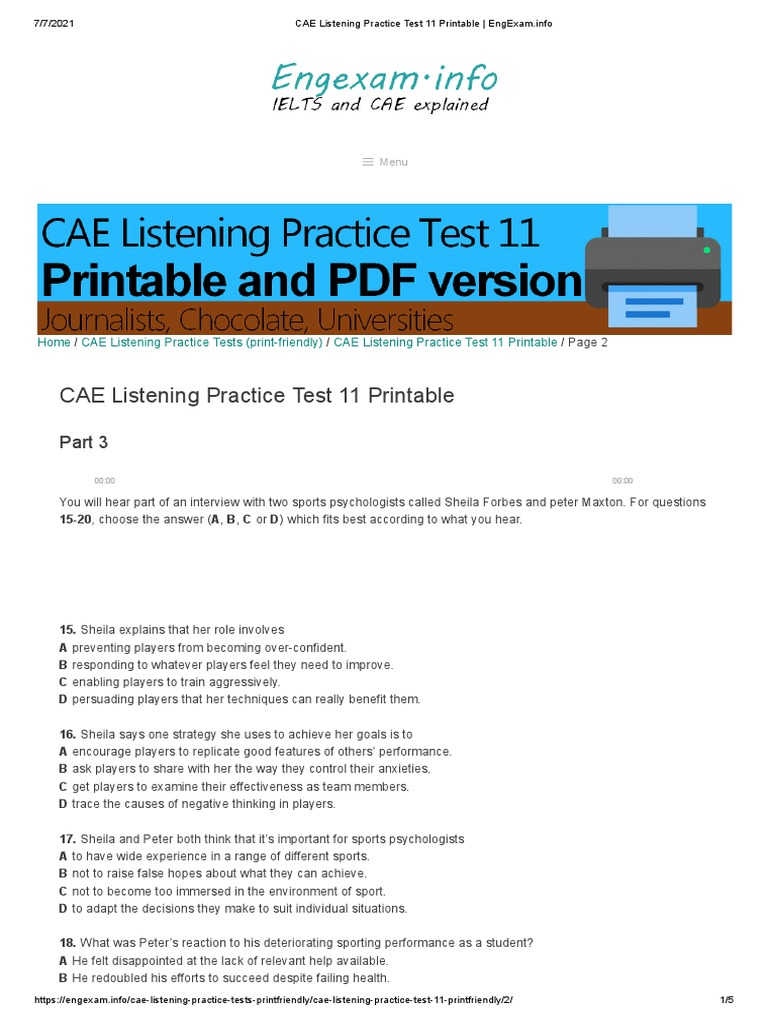 CAE Listening Practice Test 11 Printable - EngExam - Info.pdf - Part 2 ...