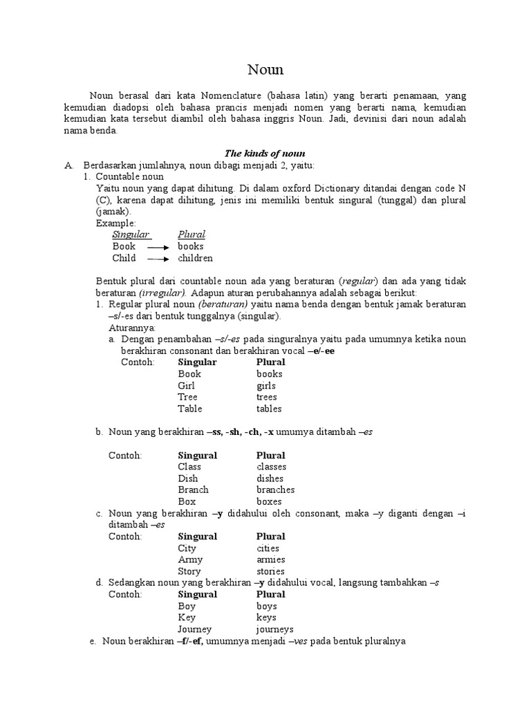 Jenis-jenis Noun dalam Bahasa Inggris | PDF