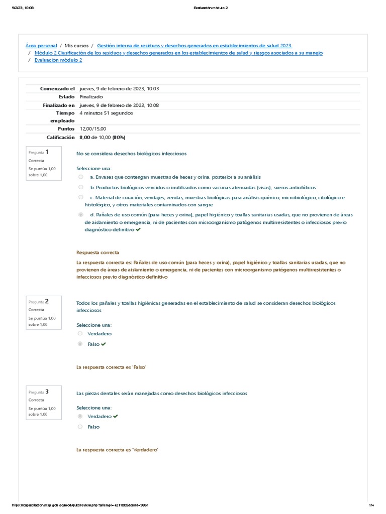 Evaluación Módulo 2 | PDF | Residuos | Microbiología