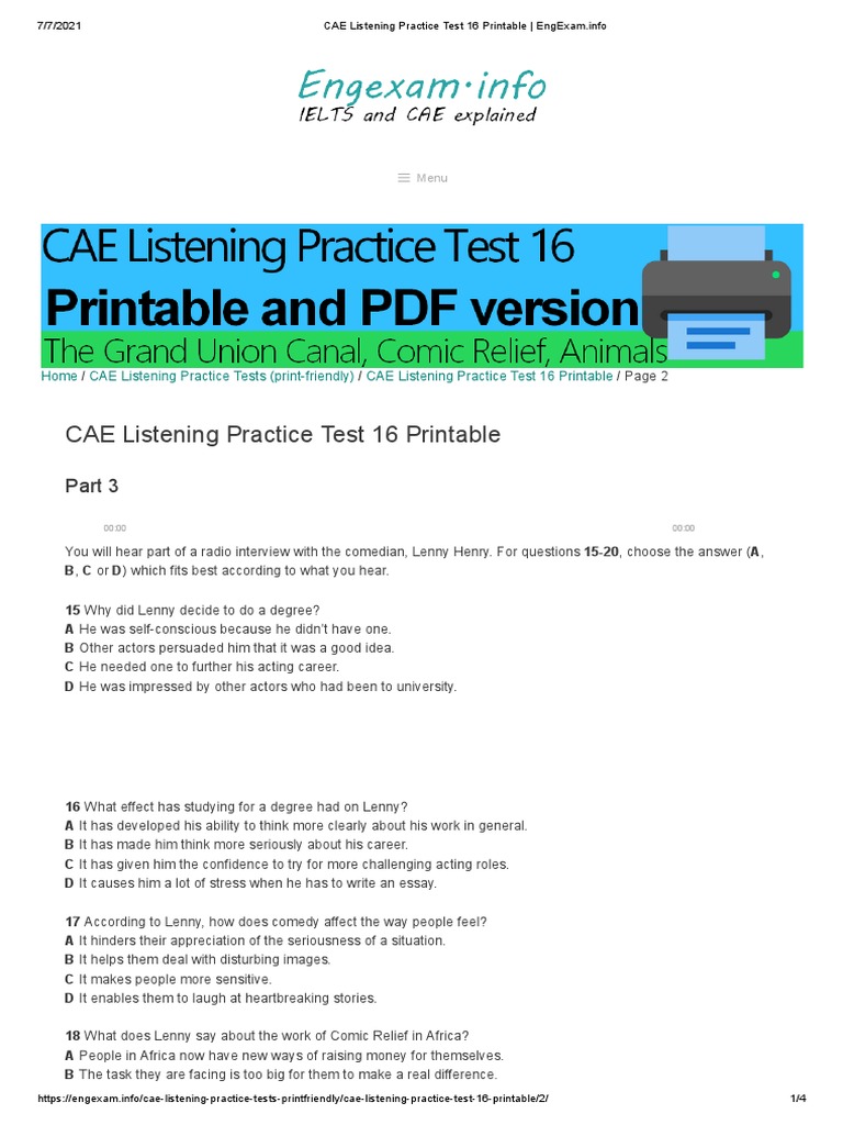 CAE Listening Practice Test 16 | PDF