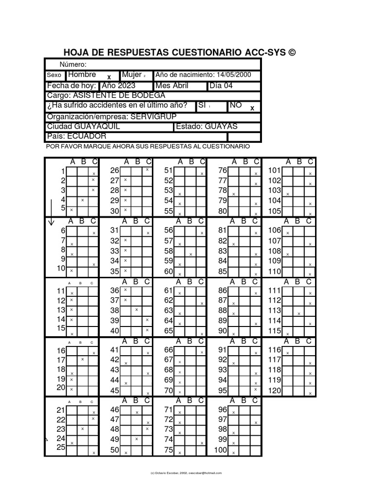 Hoja Respuestas ACC-SYS | PDF