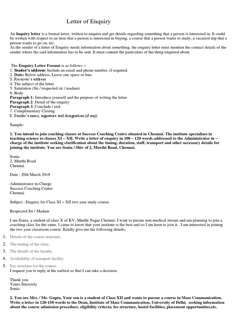 Letter of Enquiry | PDF | Databases | Computer Programming