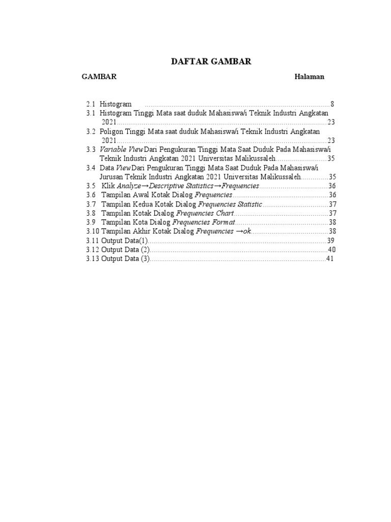 Daftar Gambar Dan Daftar Tabel | PDF