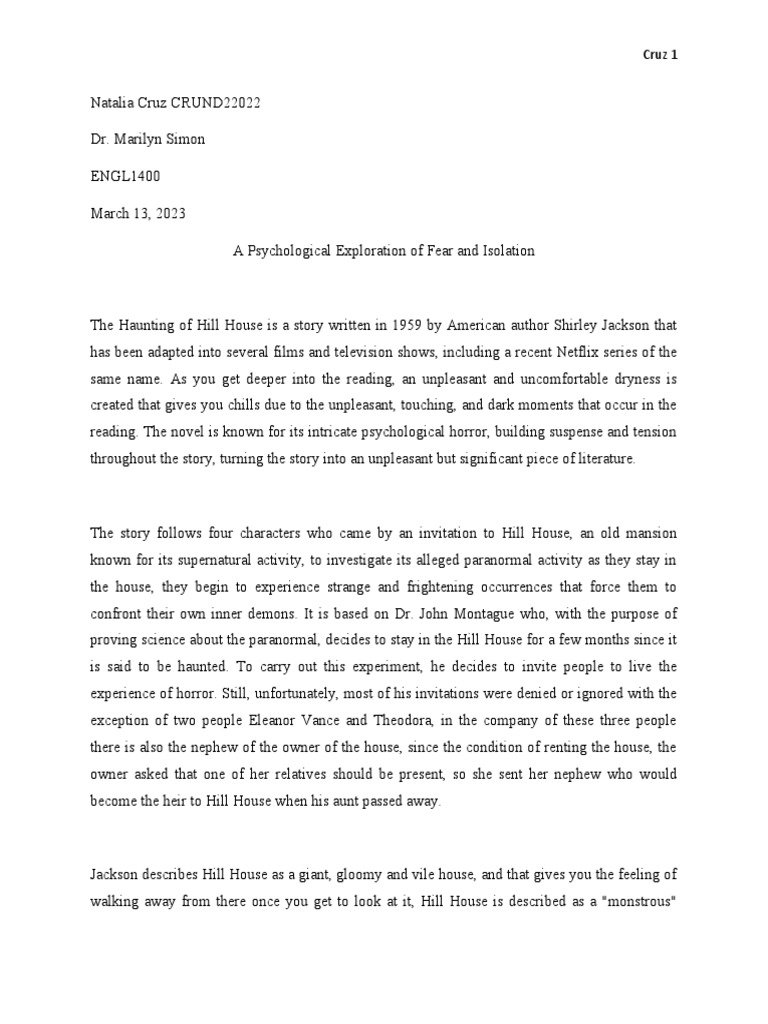 Essay of The Haunting of Hill House | PDF