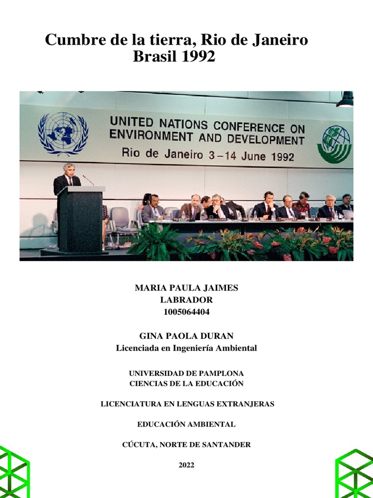Cumbre de La Tierra, Rio de Janeiro Brasil 1992 | PDF | Desarrollo ...