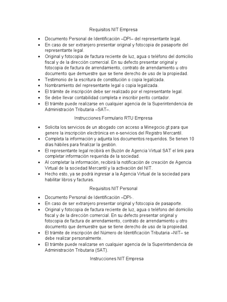 Requisitos NIT Empresa | PDF | Factura