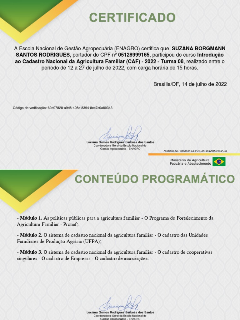 Introdução Ao Cadastro Nacional Da Agricultura Familiar (CAF) 2022 ...