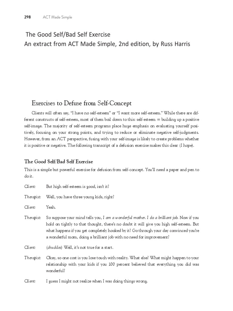 The Good Self Bad Self Exercise - An Extract From ACT Made Simple by ...