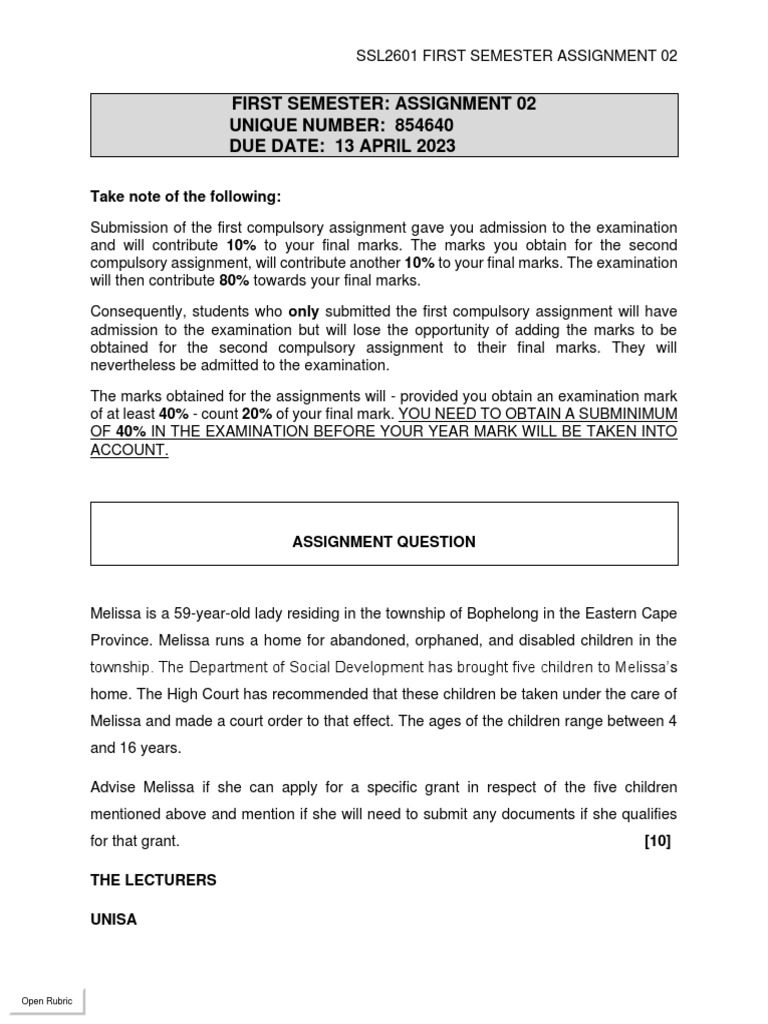 SSL2601 - 2023 First Semester Assignment 02 | PDF