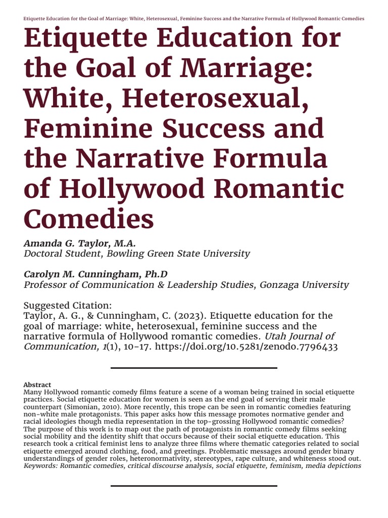 Etiquette Education For The Goal of Marriage - White, Heterosexual ...
