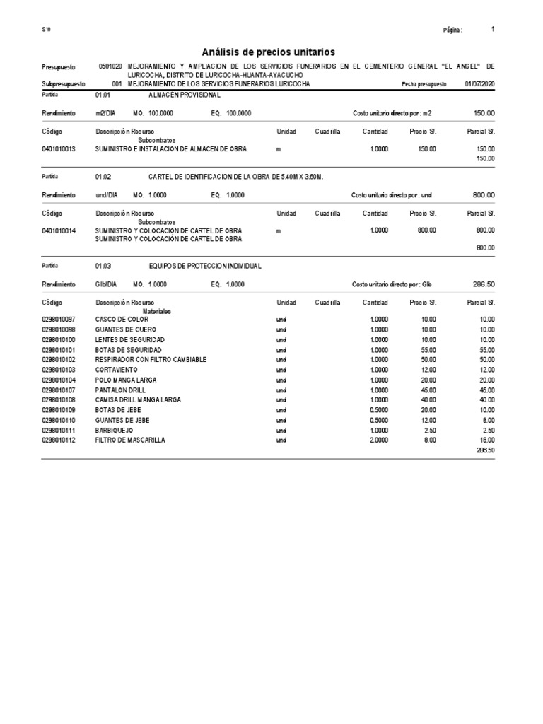 Análisis de Precios Unitarios: Página | PDF | Hormigón | Ingeniero civil