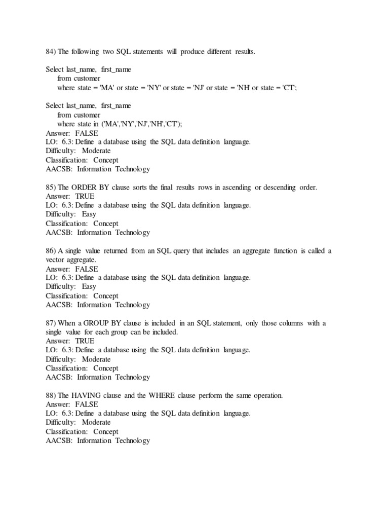 An In-Depth Examination of SQL Clauses, Functions, and Their Uses in Query Development | PDF ...
