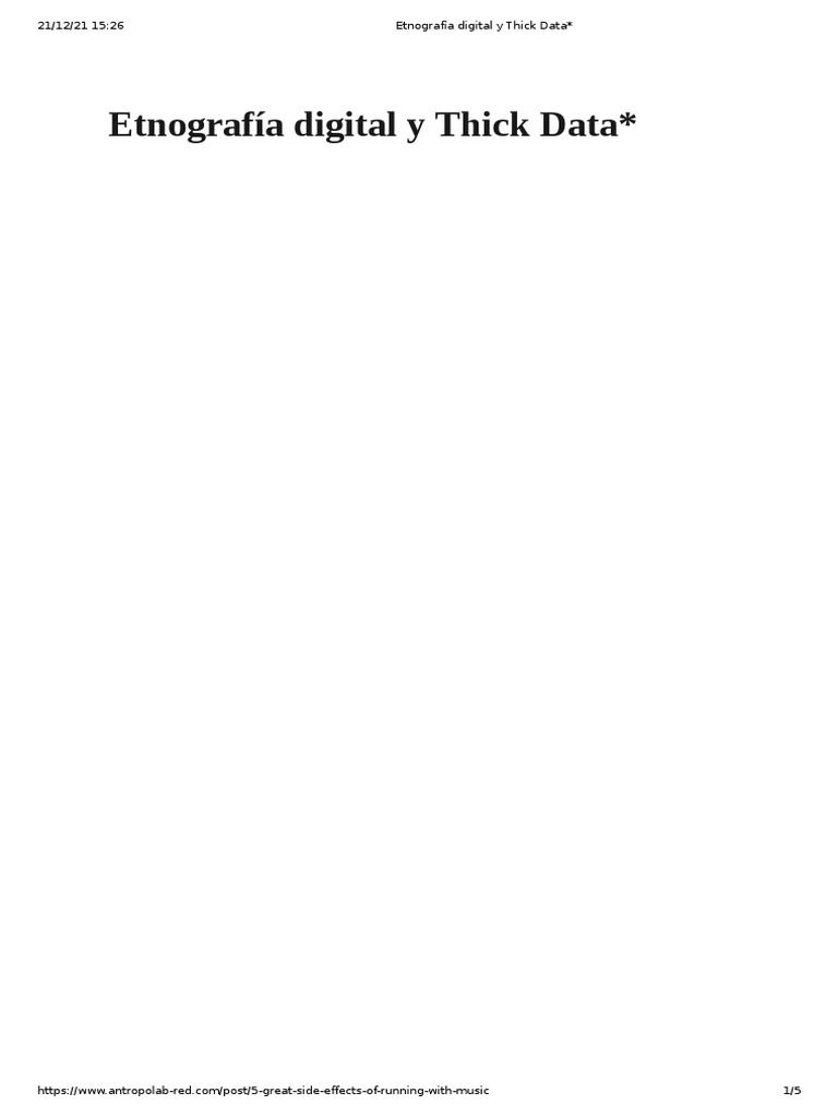 Etnografía Digital y Thick Data | PDF | Etnografía