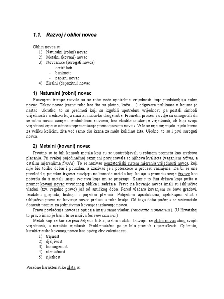 Razvoj I Oblici Novca | PDF