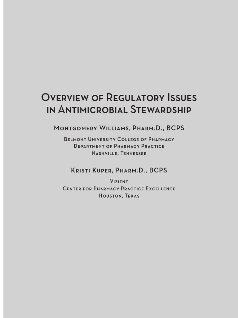 16 Overview of Regulatory Issues in Antimicrobial Stewardship | PDF ...