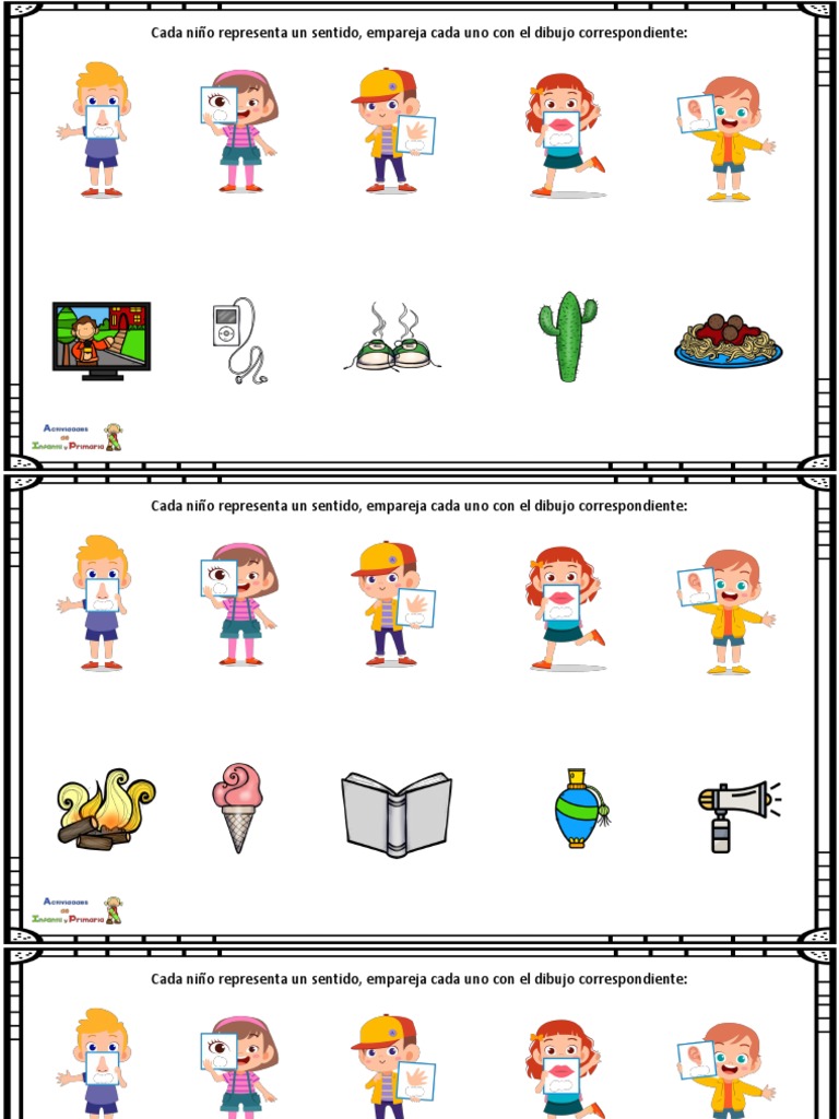 Cada Niño Representa Un Sentido, Empareja Cada Uno Con El Dibujo ...