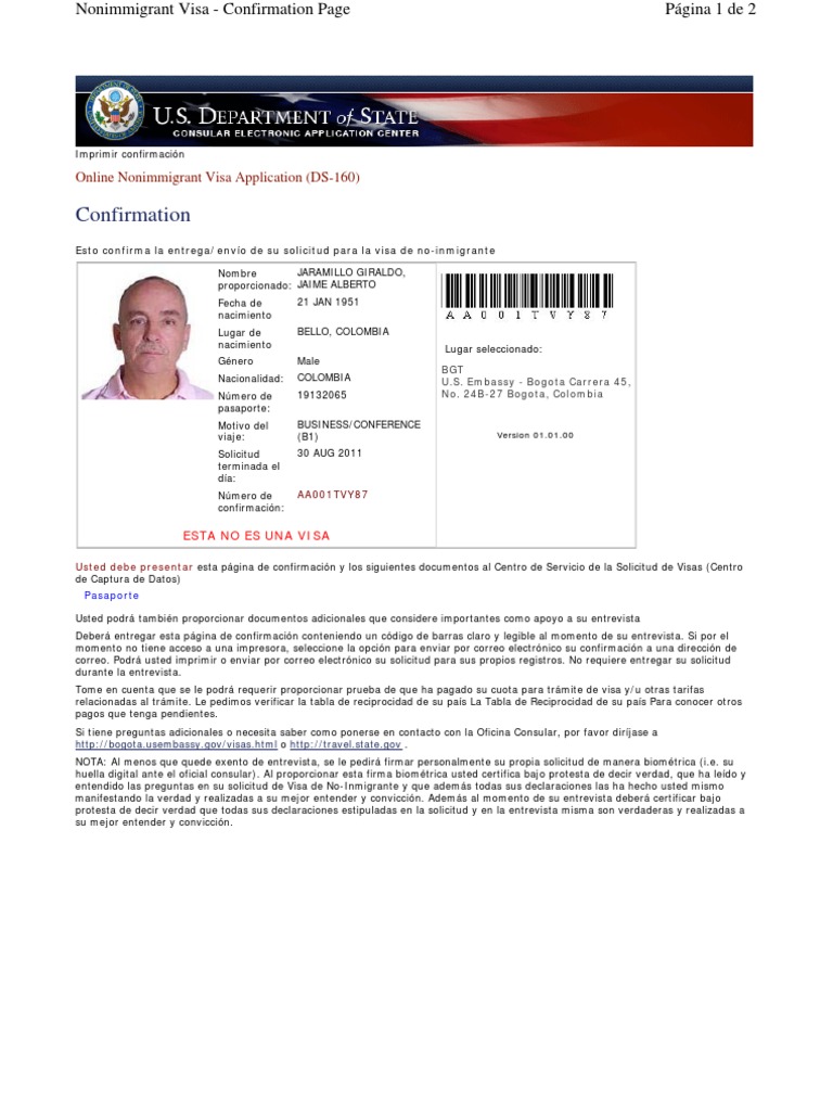 Https Ceac - State.gov GENNIV General ESign Complete Done | PDF ...