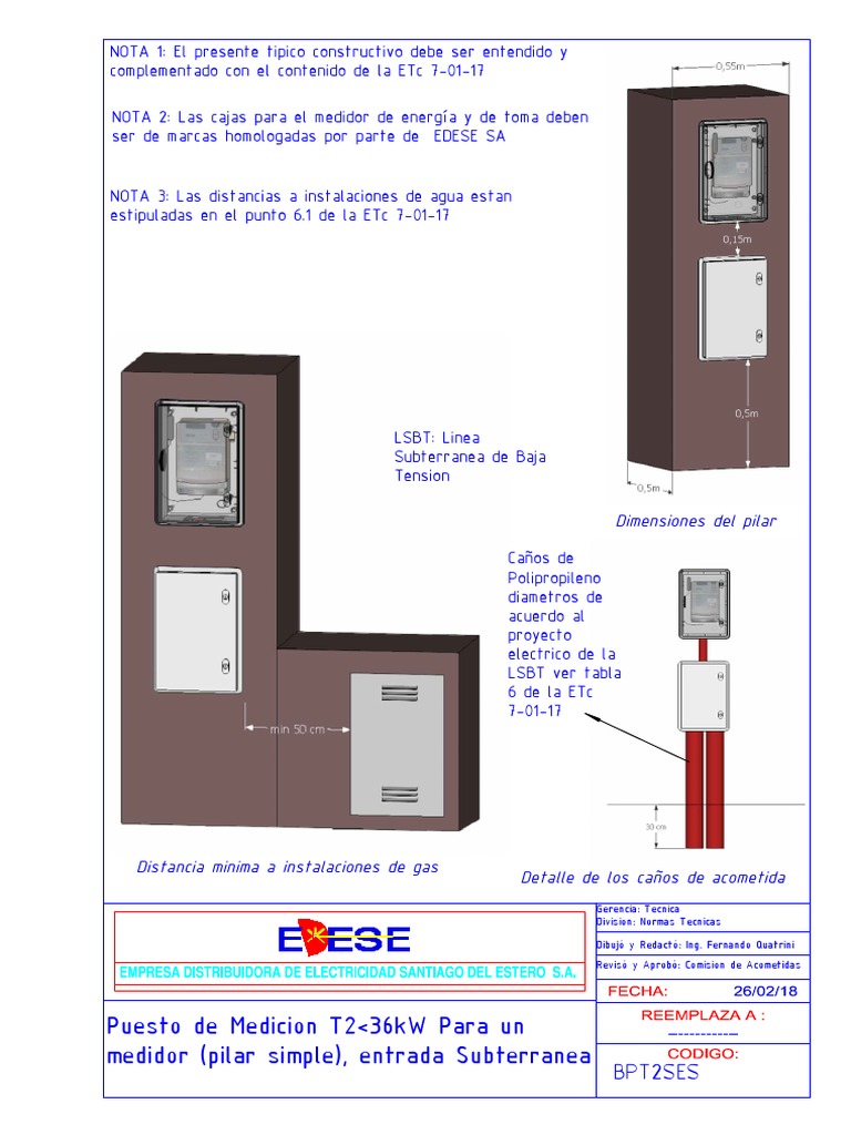 Tipico Pilar Simple T2 Acometida Subterranea | PDF