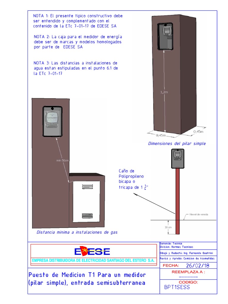 Tipico Pilar T1 Simple Acometida Semisubterranea | PDF