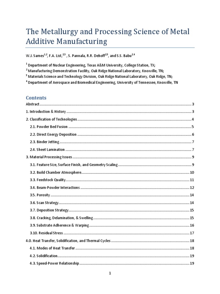 The Metallurgy and Processing Science of Metal Additive Manufacturing ...