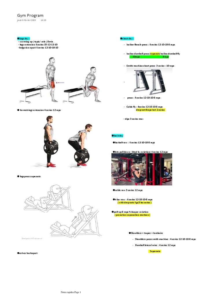Gym Program | PDF | Weight | Physical Exercise