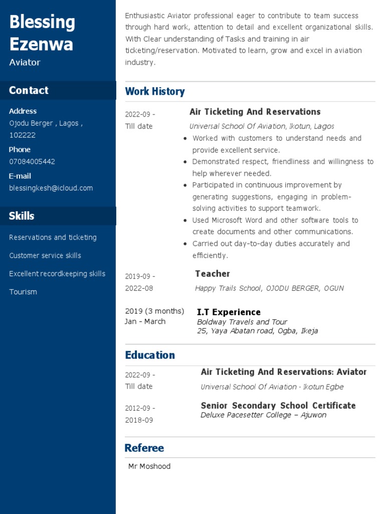 Blessing Ezenwa Resume 2-1 | PDF | Learning | Cognitive Science