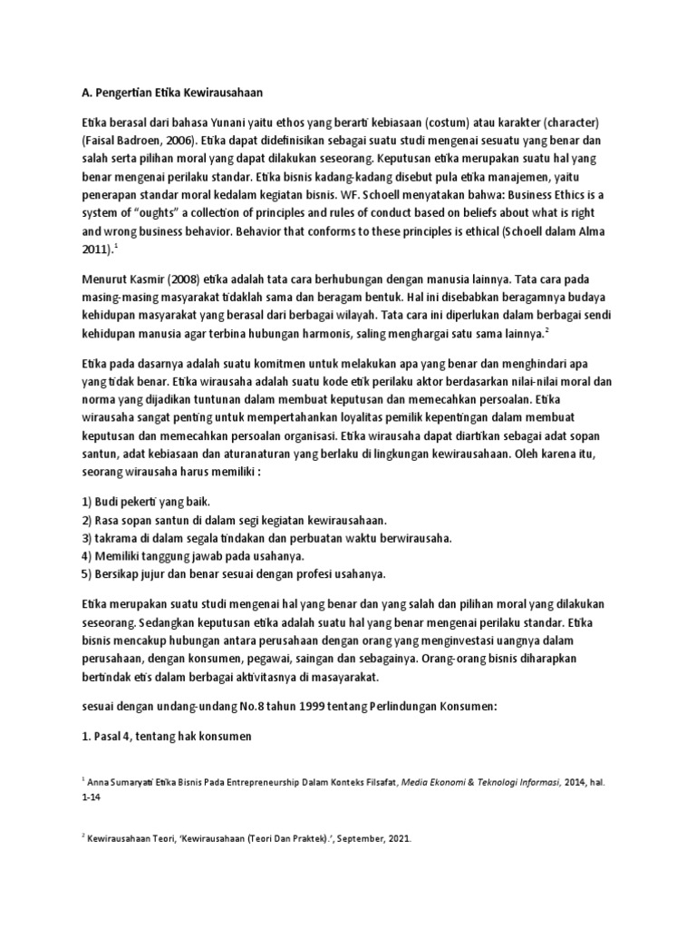 Etika Kewirausahaan: Prinsip dan Praktik | PDF | Karier & Perkembangan | Bisnis