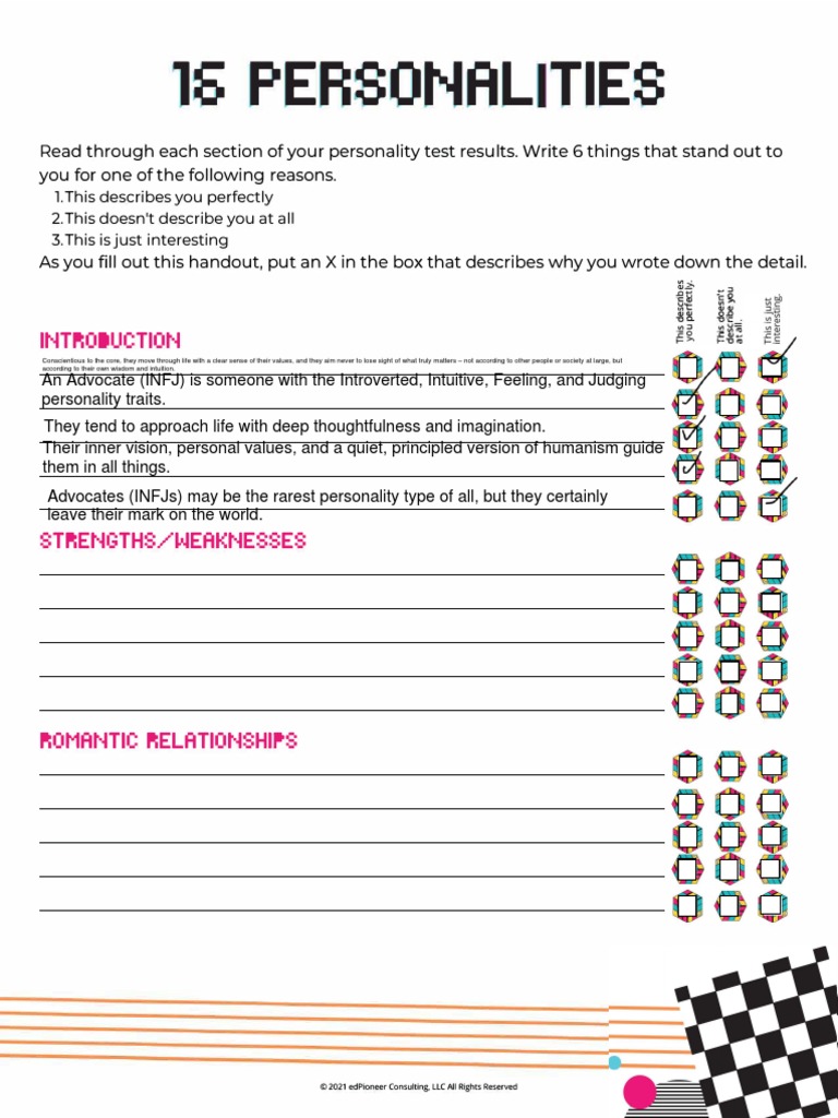 Personality Test Worksheet | PDF | Social Psychology | Metaphysics Of Mind