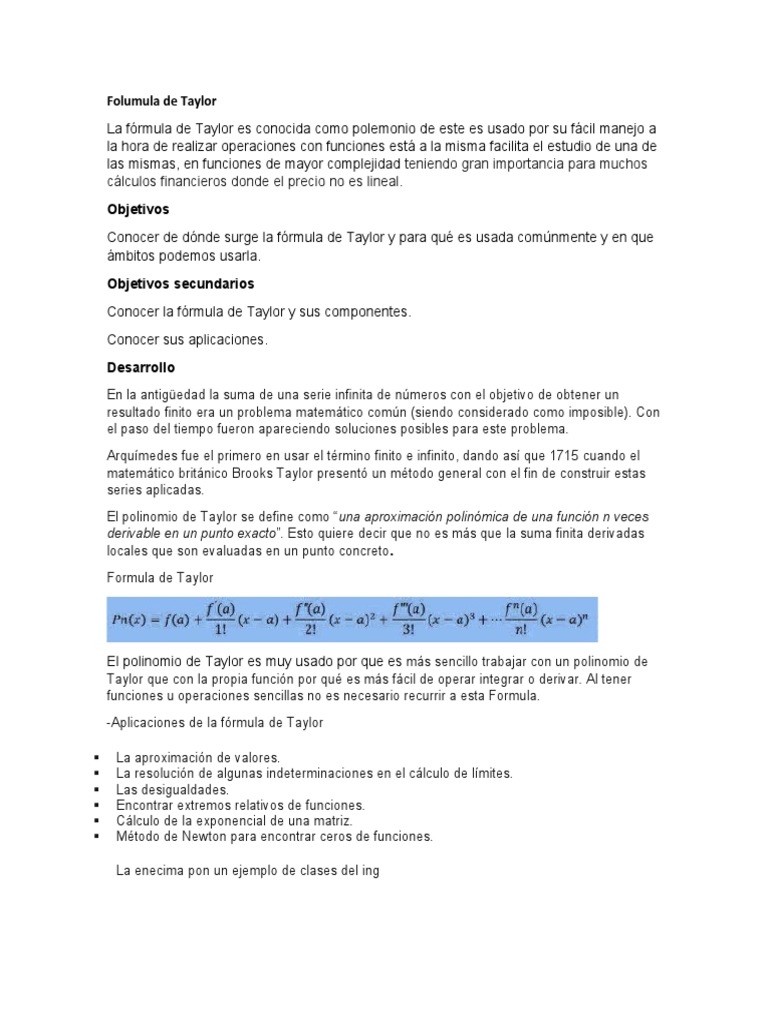 Formula de Taylor | PDF | Integral | Derivado